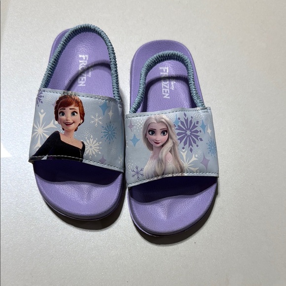 Disney | Shoes | Girls Frozen Elsa And Anna Purple Slide Sandals Size 9 ...